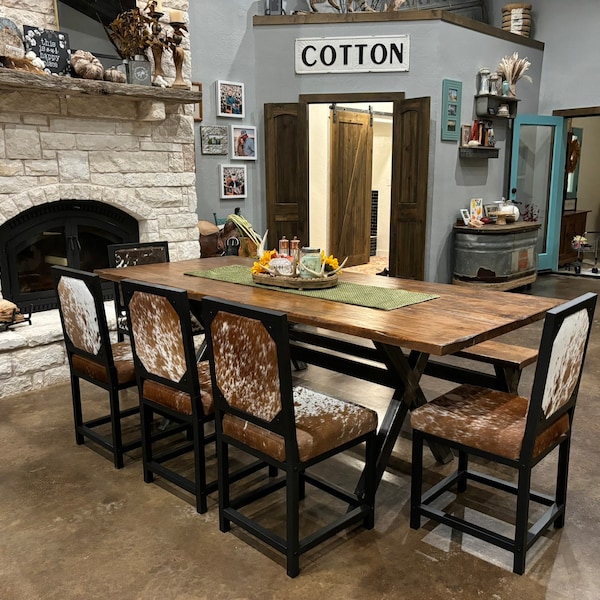 Genuine Cowhide Dining Chair, Kitchen Chairs, Accent Chair Set, Dining ...