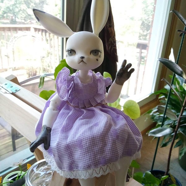 3D Printed PLA Plastic 30cm BJD, Furry Bunny Ball Jointed Doll, Pre ...
