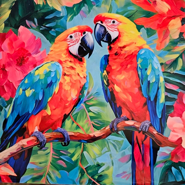 Scarlet Macaw Ceramic Art Tile | Macaw Parrots | Tropical Decor ...