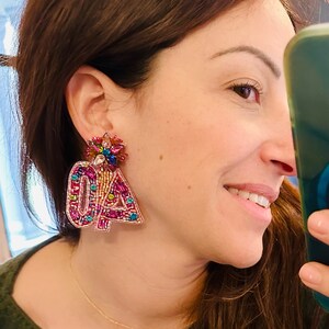 50th Birthday Beaded Earrings, Milestone Birthday, 50 Earrings, 50th ...