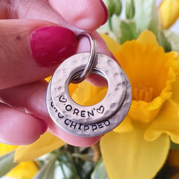 Pet ID Tag. Personalised Dog, Cat Name and Phone Number Tag. Hand ...