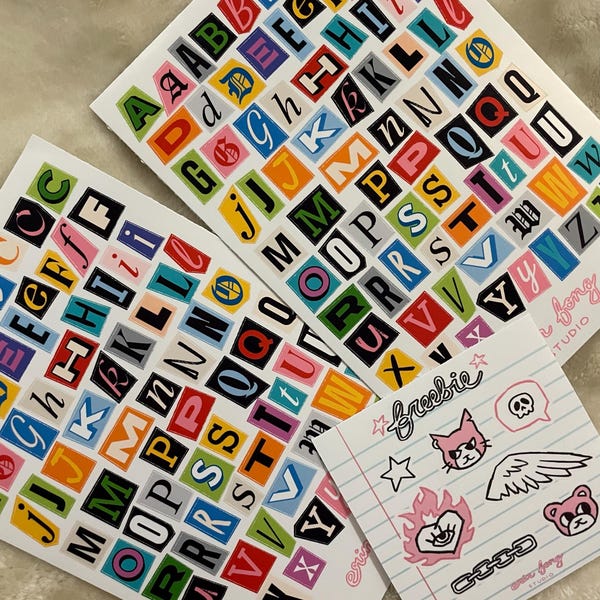 Ransom Note Letters Deco Sticker Sheet - Etsy