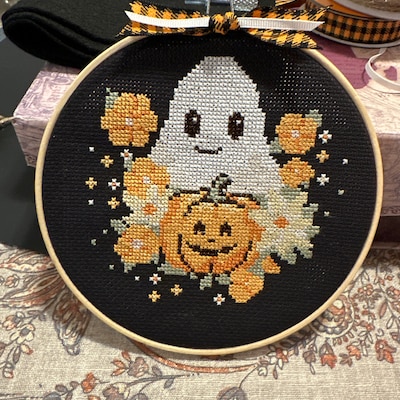 Flower Ghost Cross Stitch Pattern PDF Cute Funny Easy Small Halloween ...