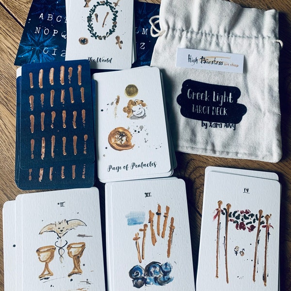 Greek Light Tarot Card Deck: 78 Hand Illustrated Oracle Cards - Etsy