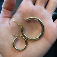 Medium Thick Gold Hoop Earrings, Little Gold Hoops, Gold Hoop Earrings ...