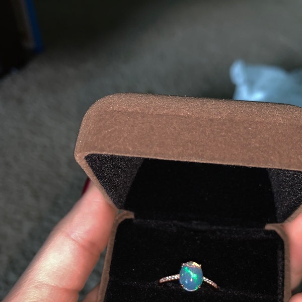 Natural Oval Opal Fire Ring, 7*9mm October Birthstone, Real Opal Ring ...