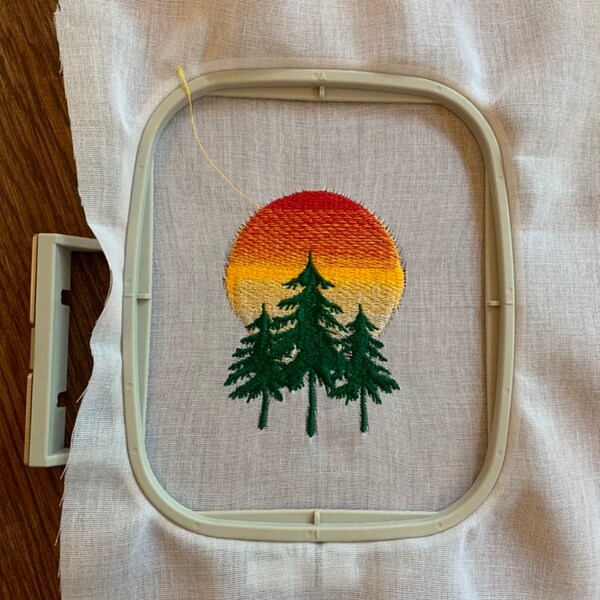 Moon Evergreen Trees Machine Embroidery Design, Embroidery Designs ...