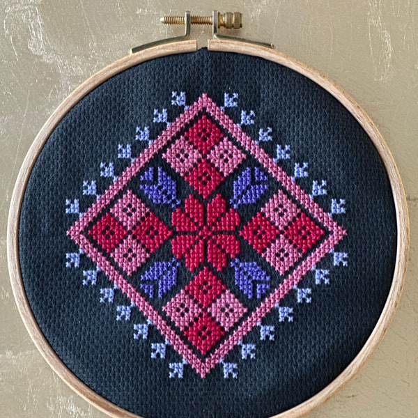 Palestinian Embroidery Cross Stitch DIY Tatreez Kit- 5in Hoop With 4 ...