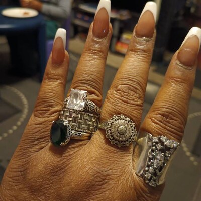 Long Statement Ring, 925 Sterling Silver Ring, Shield Ring, Cubic ...