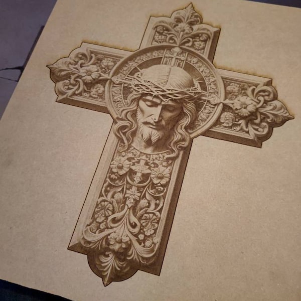 Crucifix Jesus 3D Illusion Engraving File, CO2 Laser SVG/PNG, Religious ...