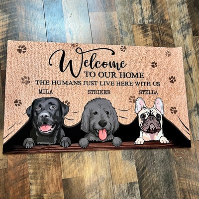 Personalized Pet Doormat, Custom Dog Cat Doormat, Pet Welcome Mat ...