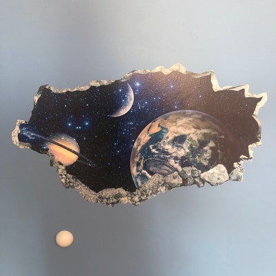 Space Wall Decal Earth Planet 3D Smashed Wall Art Sticker Kids Room ...