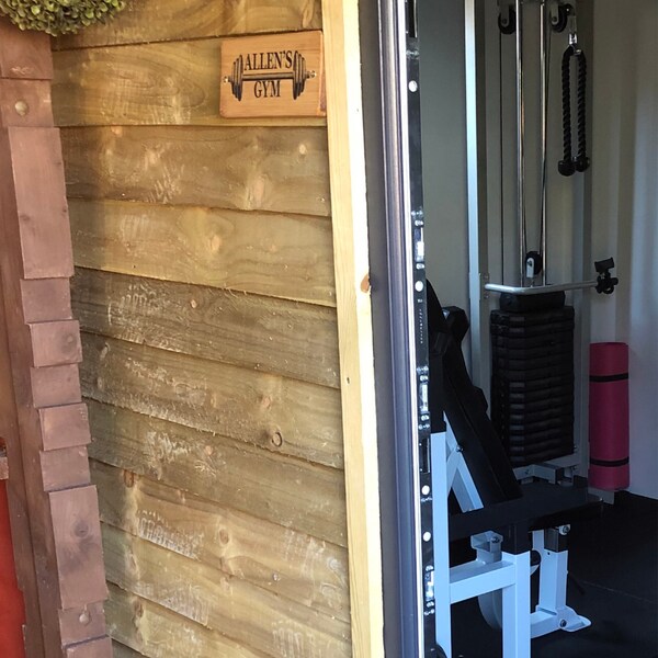 PERSONALISED Gym Name Door Sign Fitness Workout Training Plaque Wood ...