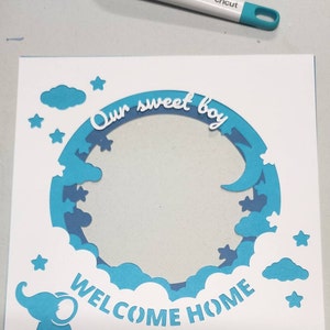 Baby Boy Photo Frame SVG, Baby Shadowbox, Newborn, Baby Shower Gift DIY ...