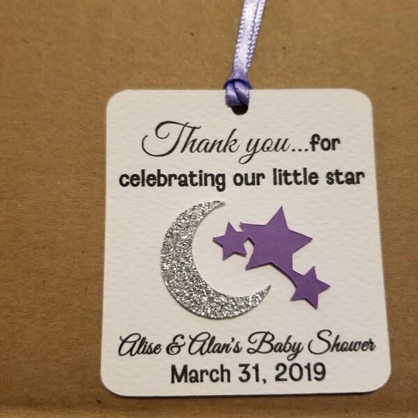 Moon Star Favor Baby Shower Tag, Baby, Boy, Girl, Gender Neutral, Stars ...