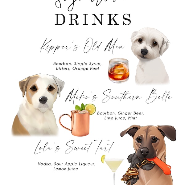 Dog Signature Drink Sign Dog Custom Drink Dog Signature Cocktail Custom ...