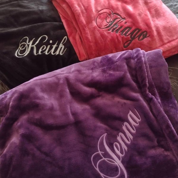 Personalized Custom Soft Blanket With SCRIPT Name - 8 Colors to Choose ...
