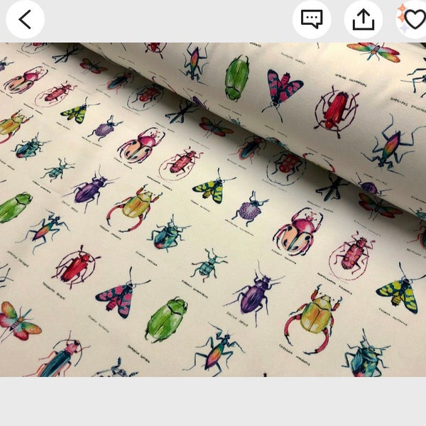 Ivory Bugs & Insects Fabric for Curtains Upholstery Dressmaking - Bee ...