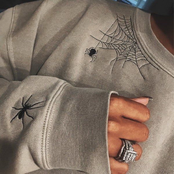 Embroidered Spiderweb Sweatshirt, Spiderweb Sweatshirt, Halloween ...