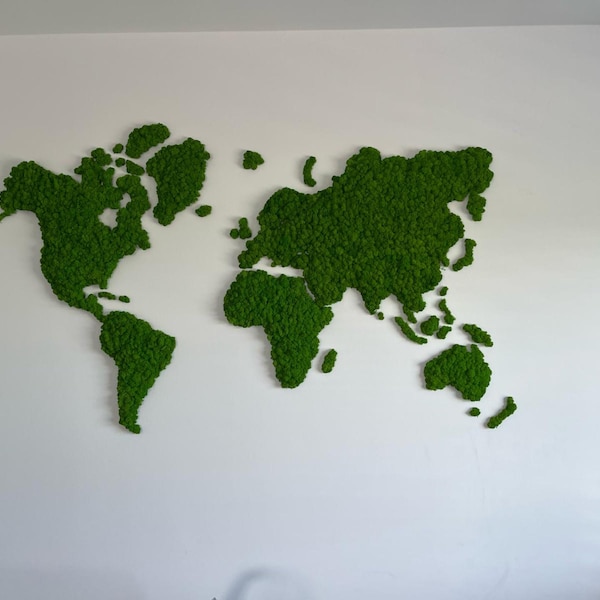 World Map With Moss, World Map With Reindeermoss on a Self-adhesive ...