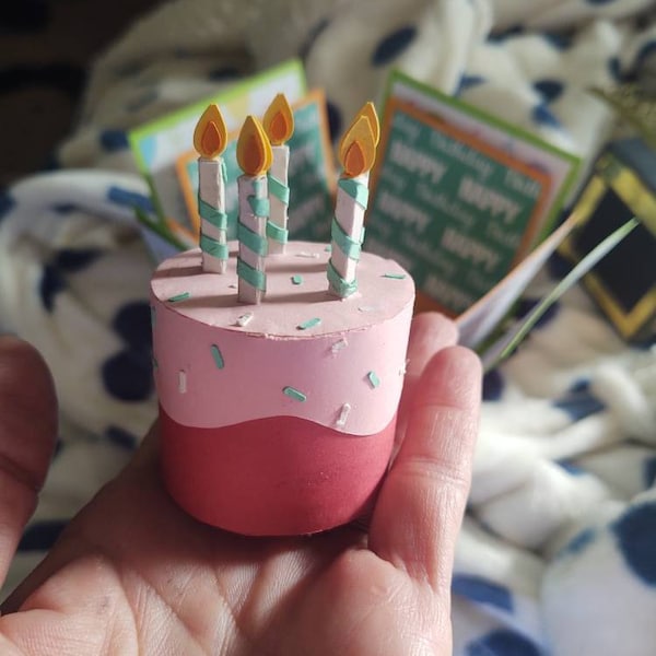 Bundle of 3D Birthday Cake Gift Box SVG Cut Files - 3 Mix & Match 3D ...