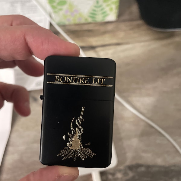 Dark Souls BONFIRE LIT Brass Lighter Finished in Black *free Engraving ...