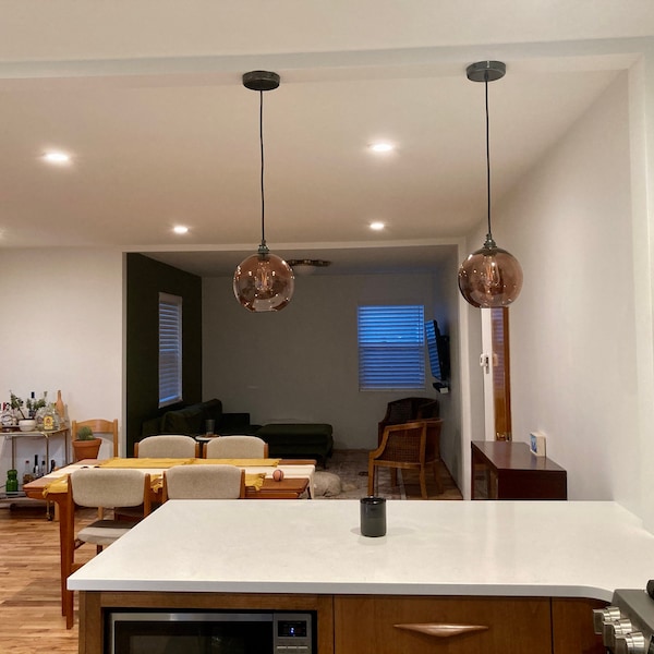 Coloured Glass Pendant Lights. Hand Blown Glass Pendants. Kitchen ...