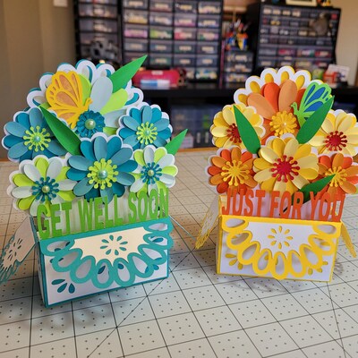 Sunshine Bouquet Card in A Box 3D SVG - Etsy