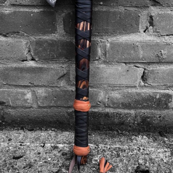 Hand-forged Viking Axe With Hammer Poll – Walnut Handle, Leather ...