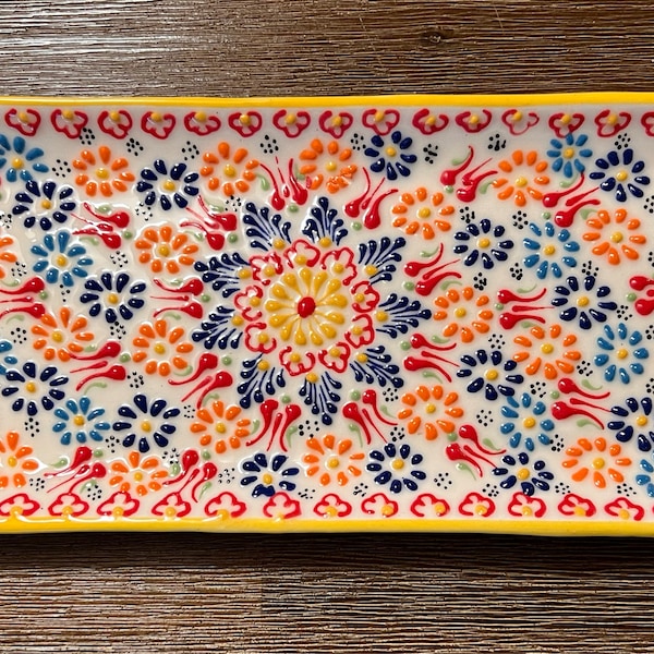 Ceramic Tray Plate 13cm, Handmade Turkish Ceramic Tray, Hand Painted ...