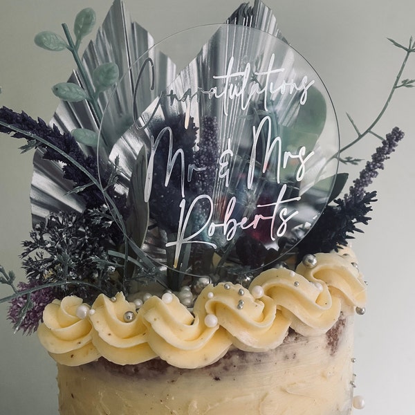 Acrylic Wedding Cake Topper, Perspex Acrylic Cake Topper, Personalised ...