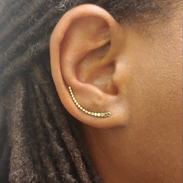 Bar Pin Earrings, Beaded Cuff, Bar Ear Sweep, Wire Ear Wrap, Cuff ...