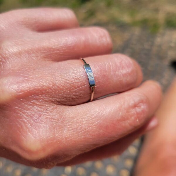 Tiny Nameplate Ring ~ 14K Solid WHITE Gold • 14k White Gold Name Ring ...