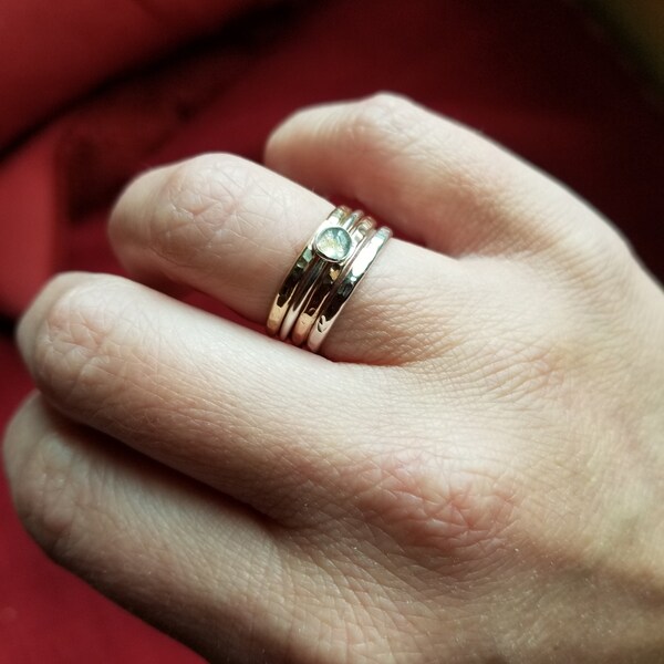 Simple Stacking Set,mixed Metals Ring Set,textured Rings,slim Ring,boho ...