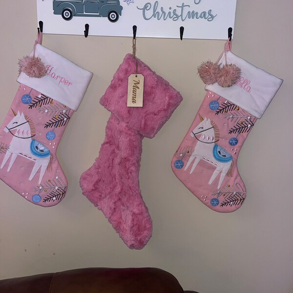 Pink Christmas Stocking, Neutral Christmas Stocking, Personalized ...