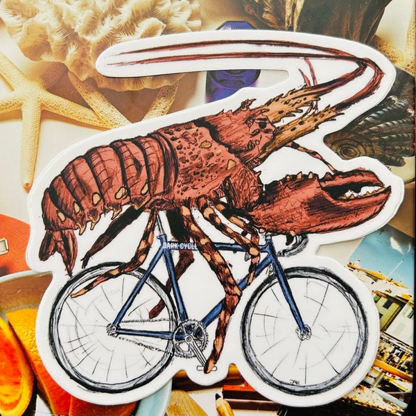 Lobster on Bicycle Sticker - Durable Vinyl Decal - Etsy
