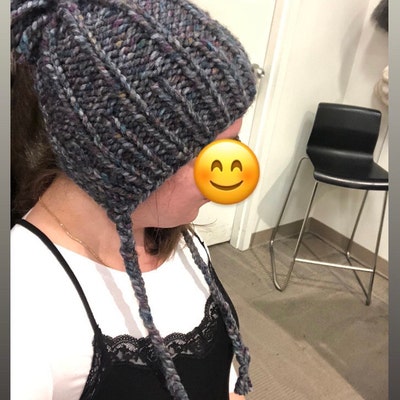 Knitted Hat Pattern Hat Knitting Pattern Ear Flap Hat Slouchy Beanie ...