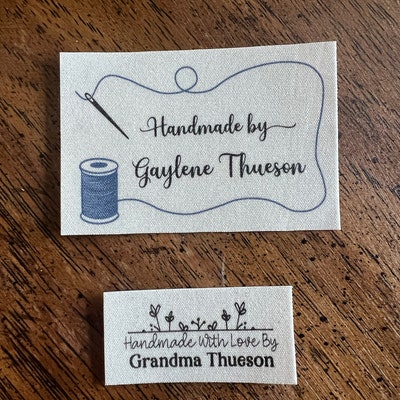 Set of 12 Sewing Labels, Iron on or Sew on Quilt Tags, Personalized ...