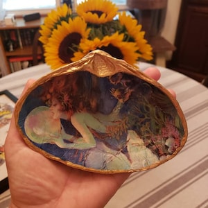 Decoupage Clam Shell Music Notes Beach Decor Handmade Ring - Etsy