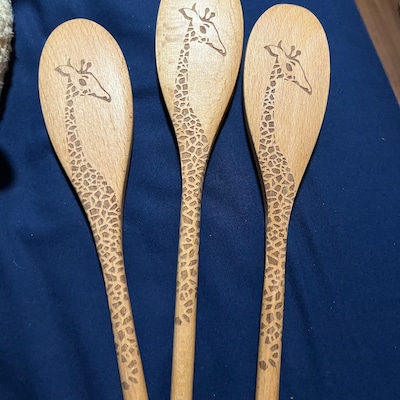 Giraffes Engraved Wooden Spoons - Etsy