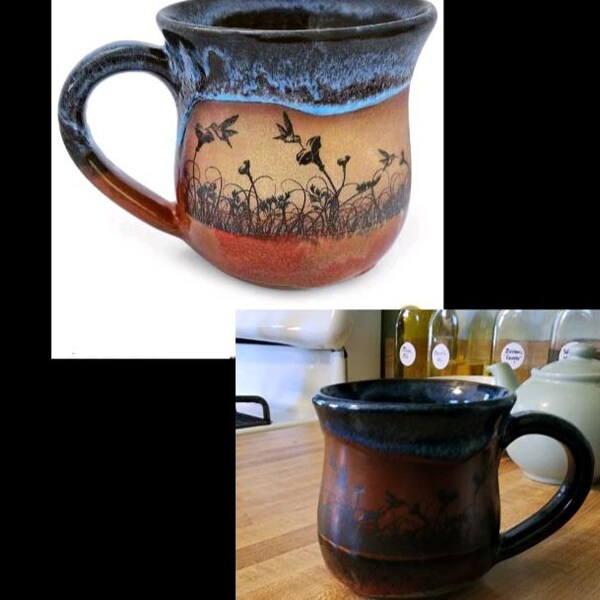 Crow Mug With Spoon in Coral Handmade Ceramic Coffee Mug Stylish and ...
