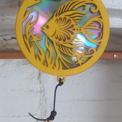 Moon, Sun and Stars Suncatcher Laser Cut Wood With Repurposed Dvds - Etsy