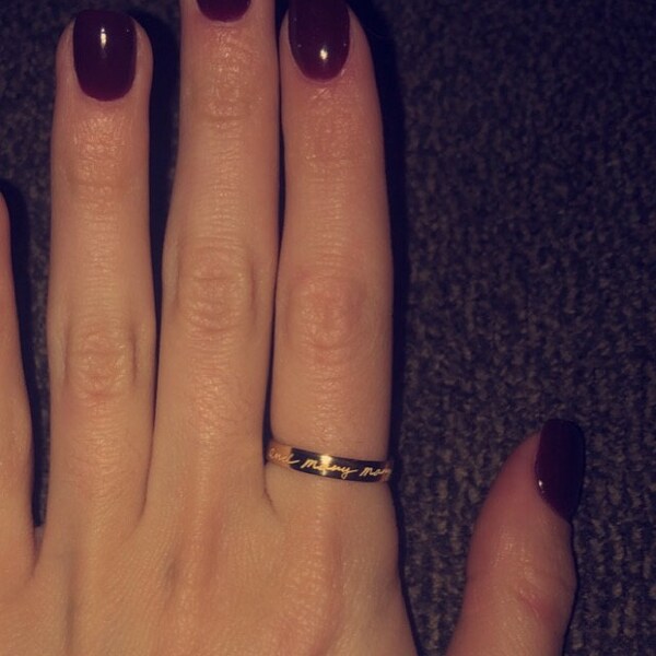 14k 18k Solid Gold Handwriting Ring, Engrave Name Coordinate Gold 3 Mm ...