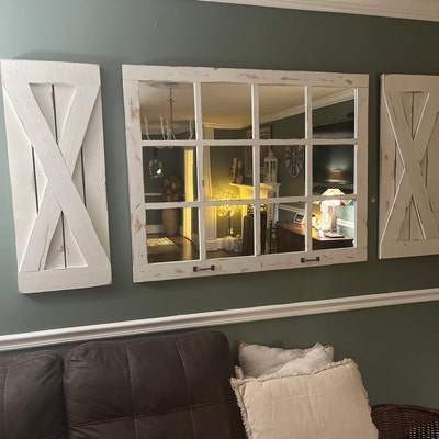 46x 36 Farmhouse Wall Decor Window Mirror Rustic Window Mirror Rustic ...