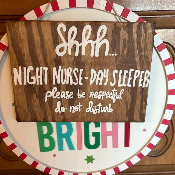 Night Shift Nurse Sleeping Wood Door Sign, Do Not Disturb Sign, Nurse ...