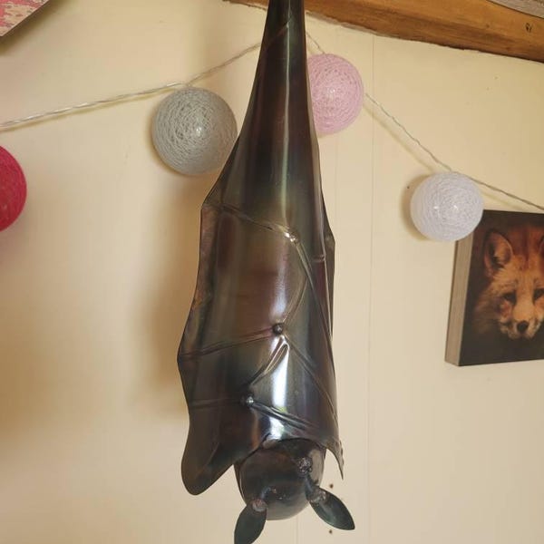 Hanging Metal Closed Wing Bat. Bats. Hanging Garden Outdoor Indoor ...
