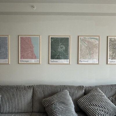 Personalized Map Print, Set of Four, Map Prints, Custom Locations, City ...