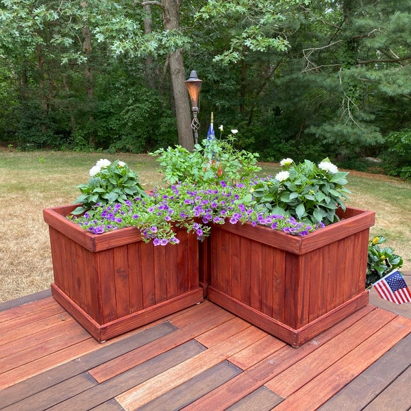 Square Cedar Planter Box: Large Tree Flower Patio Indoor/outdoor Garden ...
