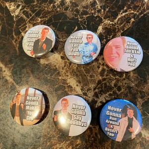Set of 6 Rick Roll Meme Buttons 1.25 Inch / 32mm - Etsy