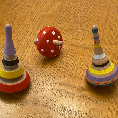 Tiny Olive Wood Spinning Tops, Tops in Different Shapes, Mini Spin Tops ...